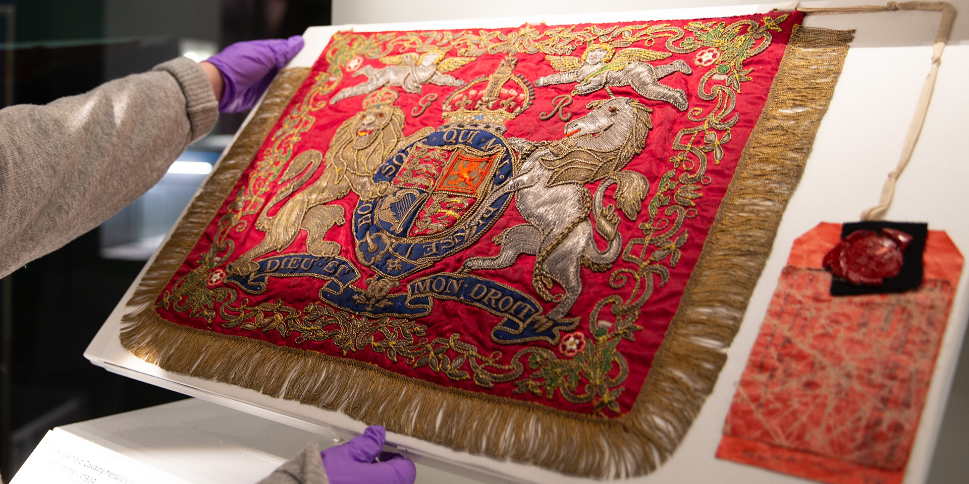 Conserving a ceremonial trumpet banner | National Army Museum